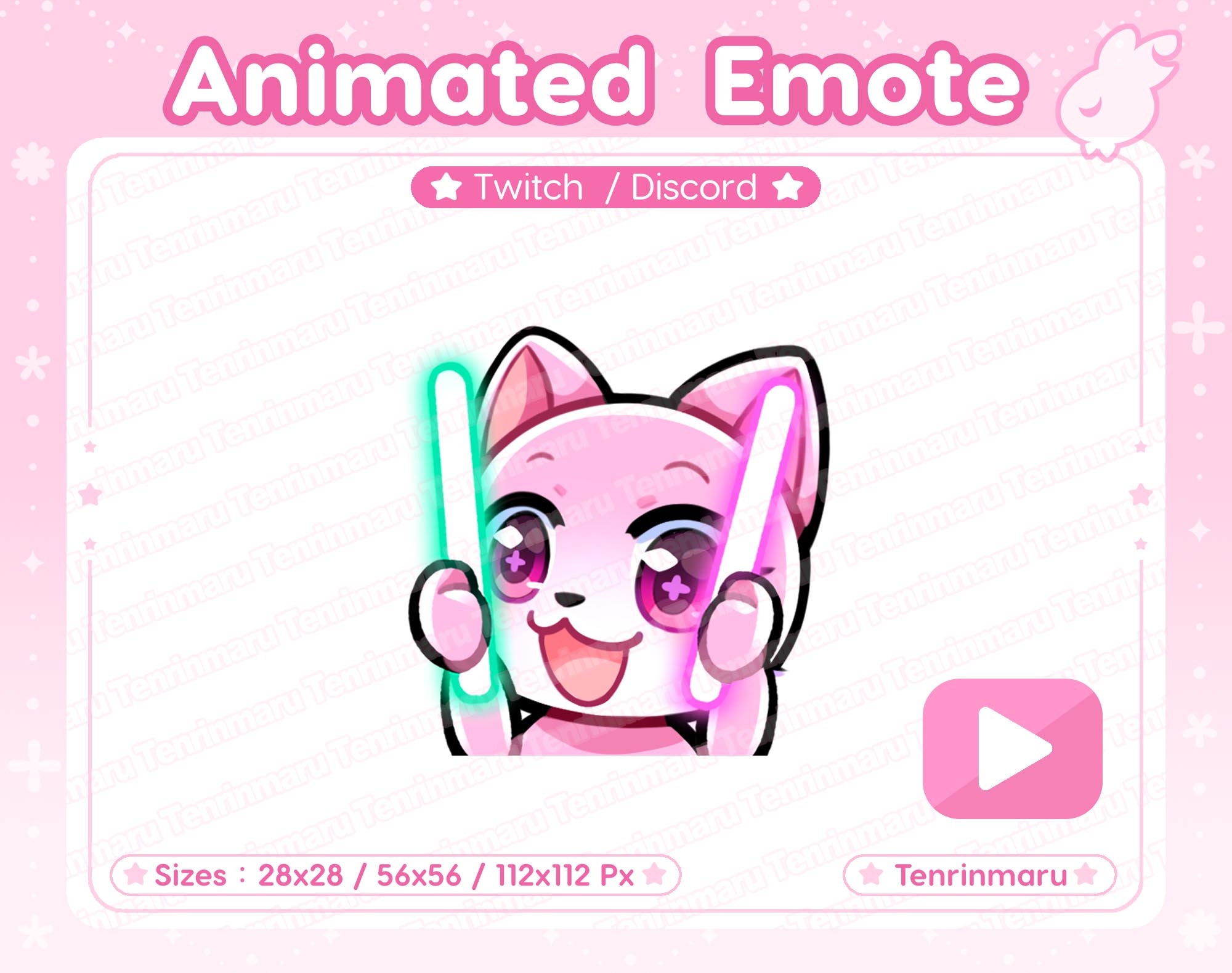 ANIMATED Glow Stick Emote Cute Pink Cat - Etsy Australia