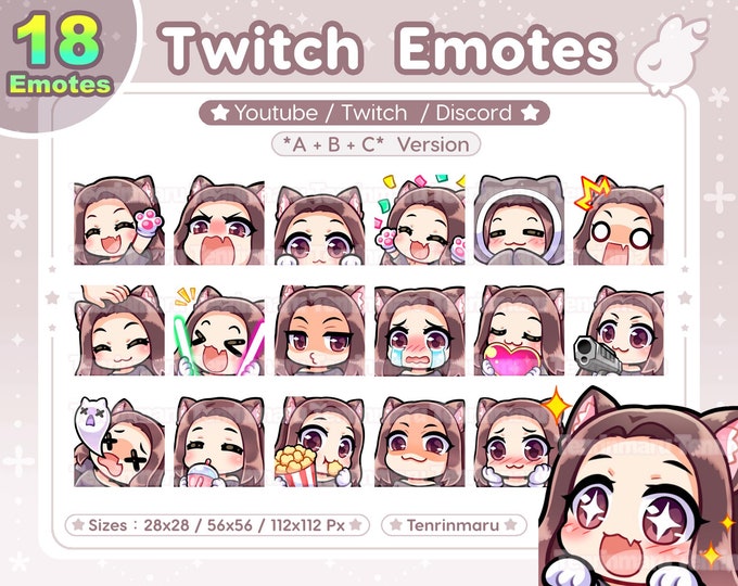 To︰mell Bow Order | Cute Cat Girl Emotes X18 | Brown Hair Eyes Color ...