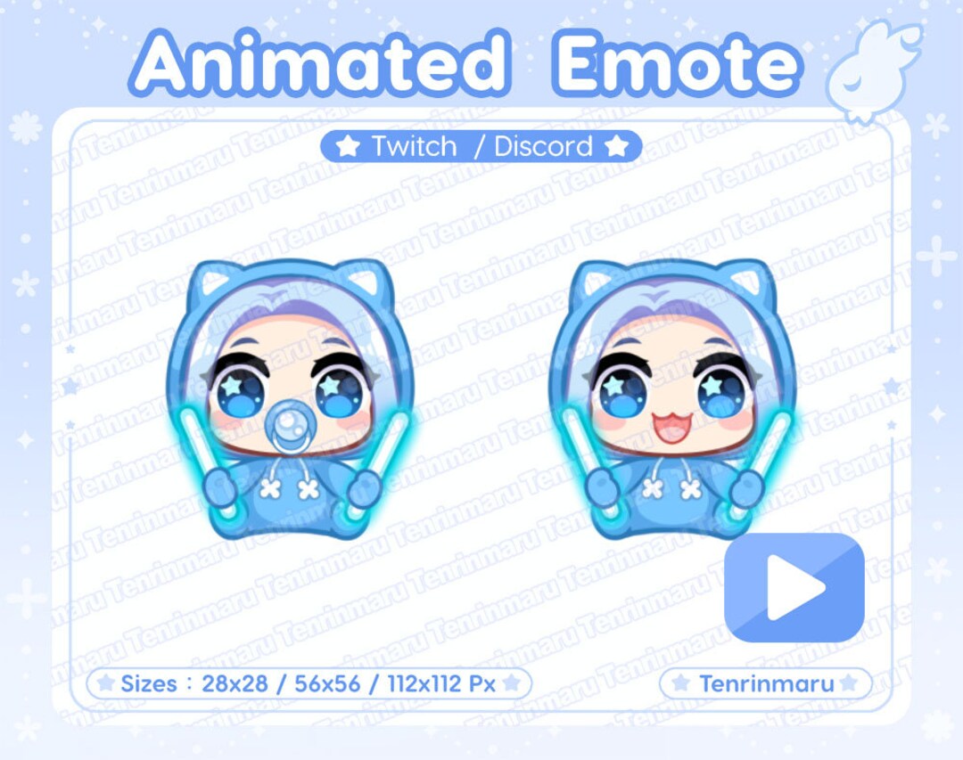 ANIMATED | Baby Glow Stick Emote | Light Blue Hair Blue Eyes | Cute Cat ...