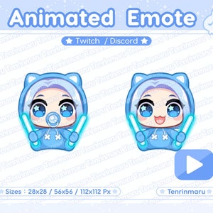 ANIMATED | Baby Glow Stick Emote | Light Blue Hair Blue Eyes | Cute Cat ...