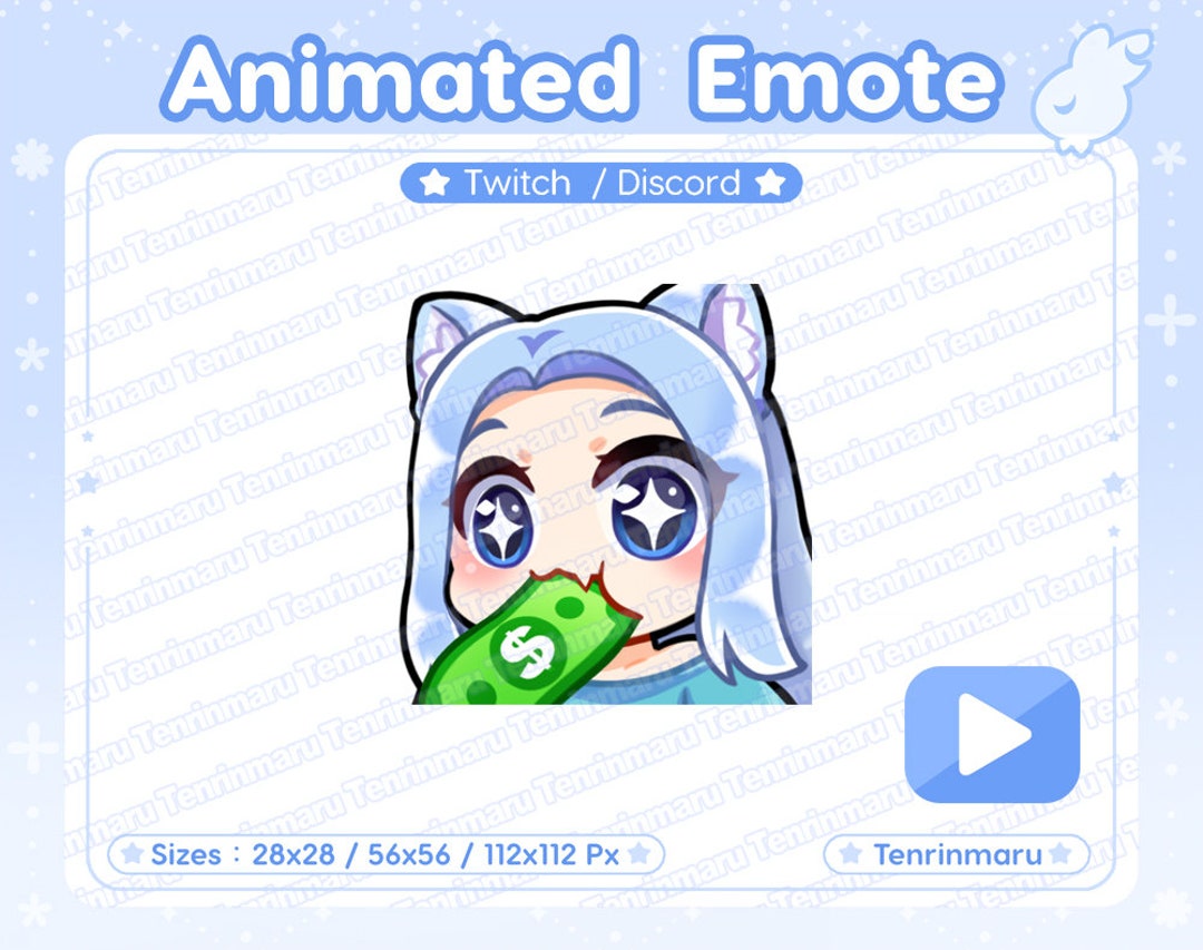 ANIMATED Money/cash Emote Cute Cat Girl Light Blue Hair - Etsy