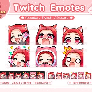 Cute Cat Girl Emotes X6 Red Hair Red Eyes A Ver Chibi Emotes Pack ...