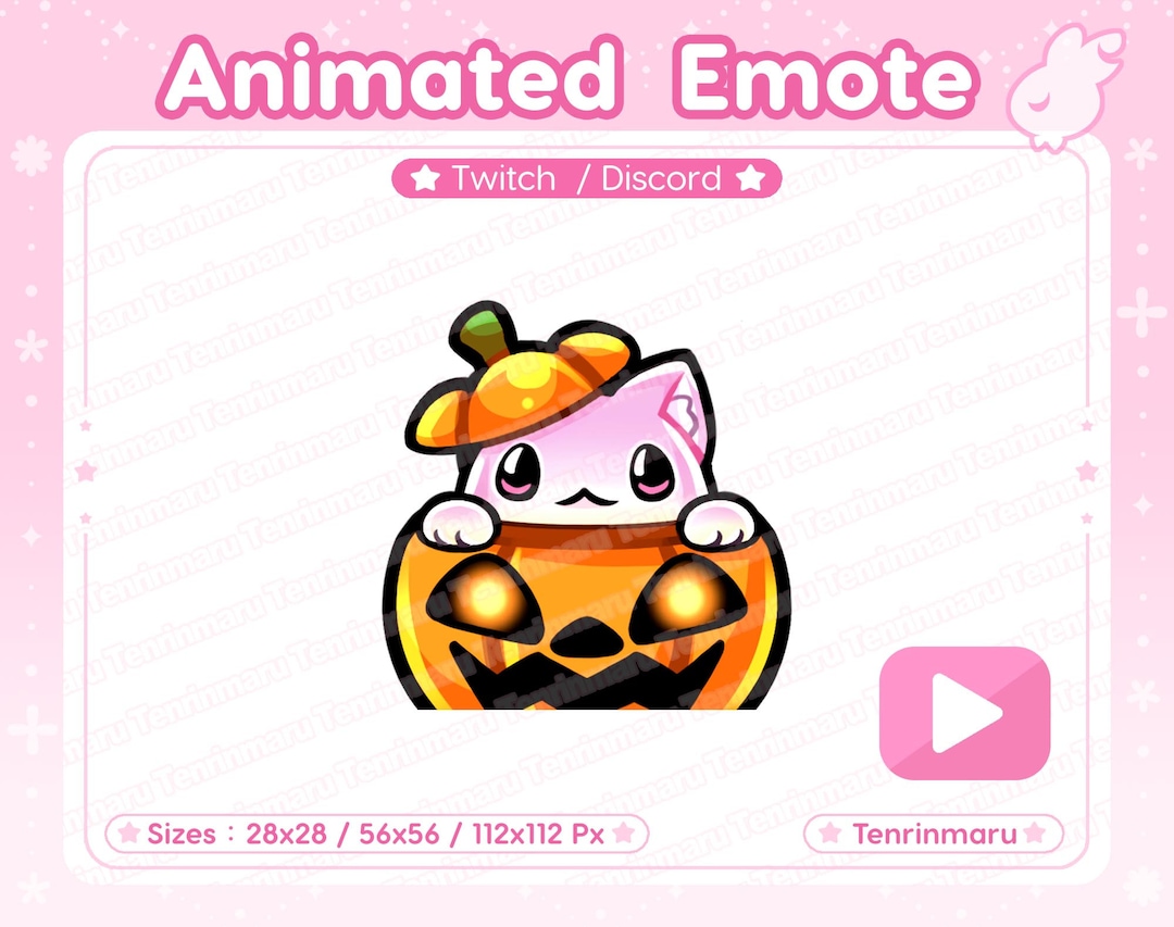 ANIMATED Halloween Emote Cute Pink Cat Magic twitch/discord/youtube ...