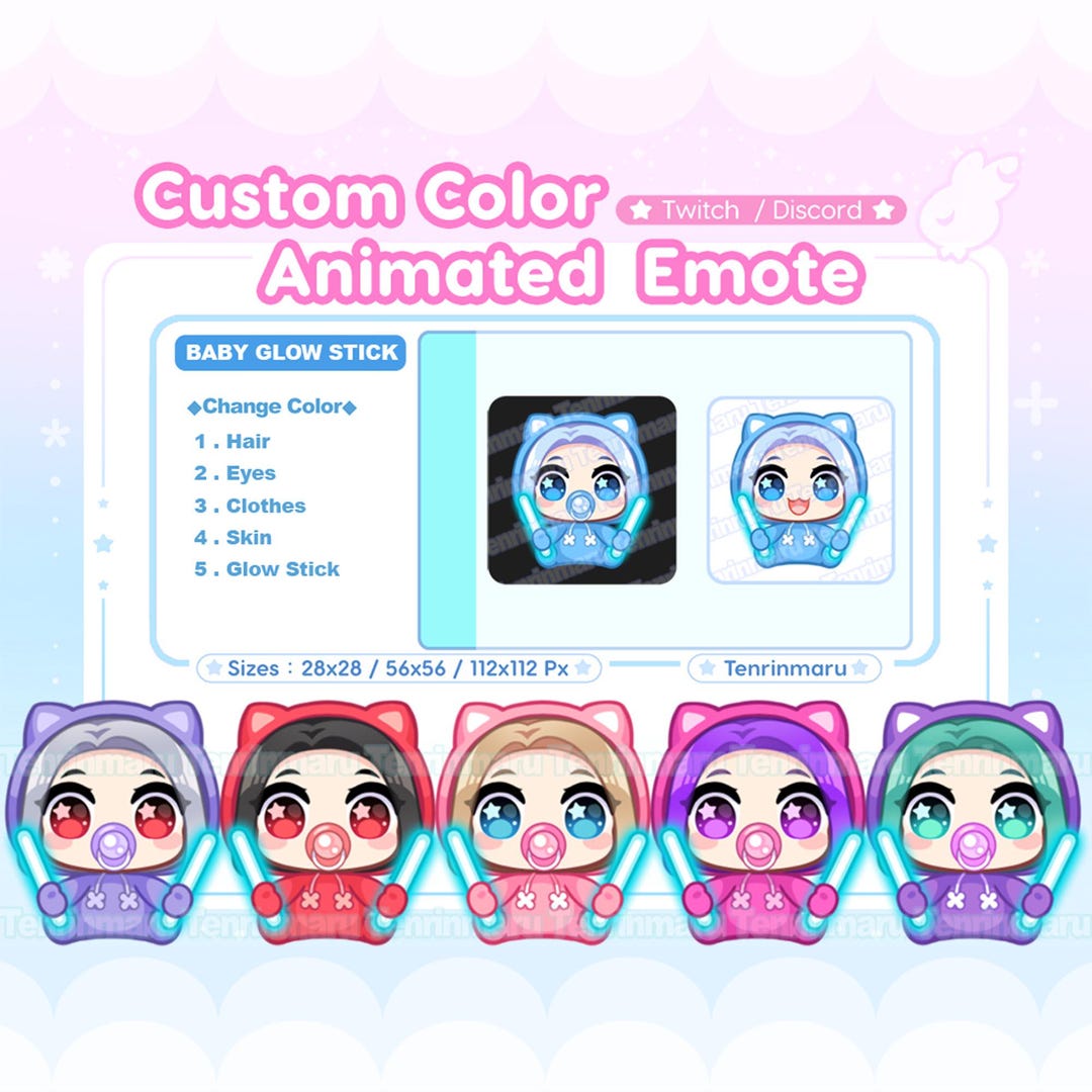 Animated Emote | Custom Color | Baby Glow Stick Emote | Cute Cat Girl ...