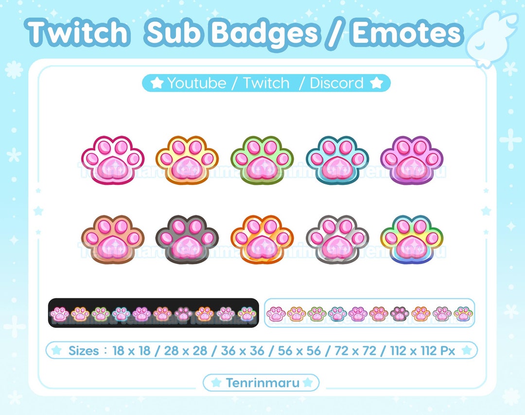 Cute Cat Paw X10 Toe Bean Sub Badge Pack Twitch/discord/youtube/badges ...