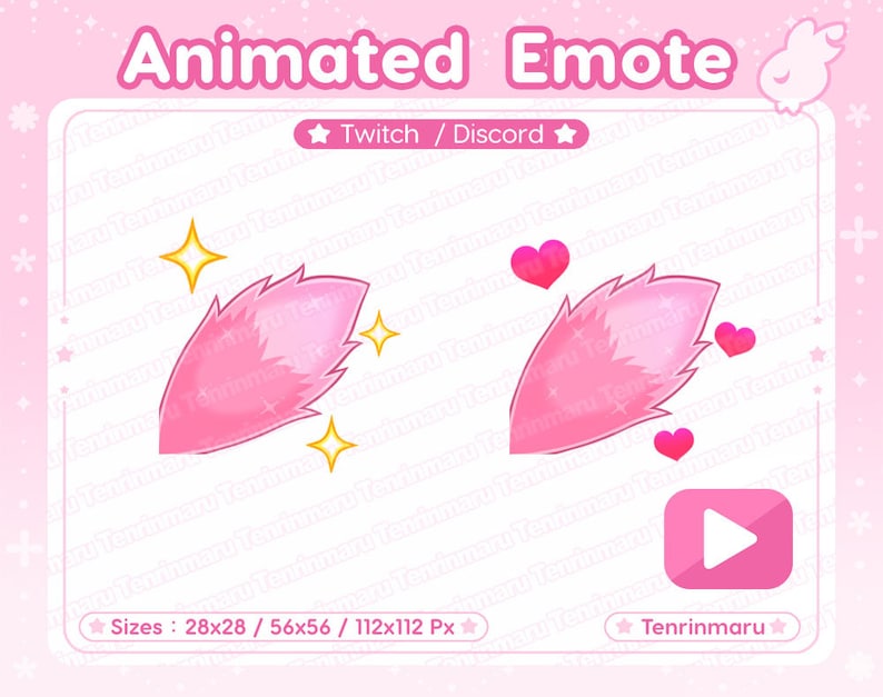 Animated Emote | Cute Tail Wag | Pink Color | Hearts | Sparkles | Wolf ...