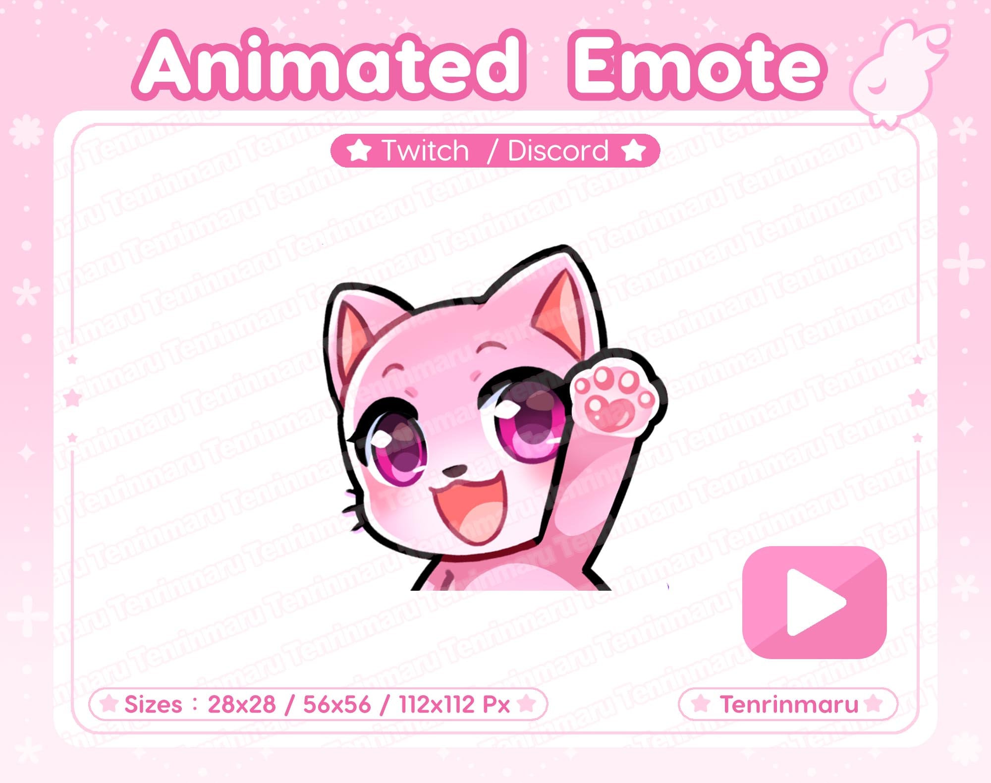 ANIMATED | Wave Emote | Cute Pink Cat | Twitch/discord/youtube | Kawaii ...