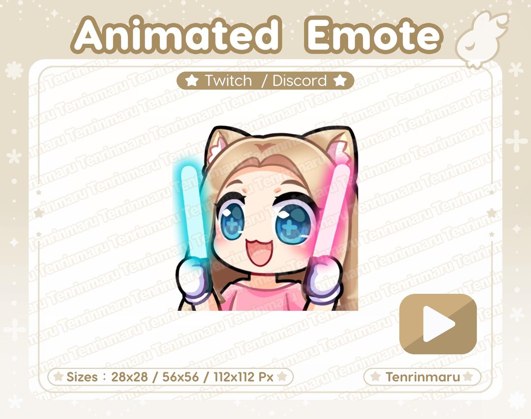 Animated Emote | Glow Stick Emote | Cute Cat Girl | Blonde Hair Blue ...