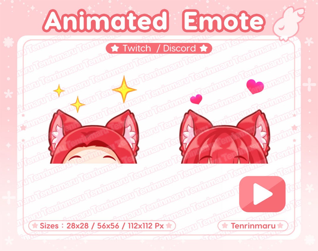 Animated Emote | Cat Ear Wiggle Emote | Red Color | Cute | Hearts ...