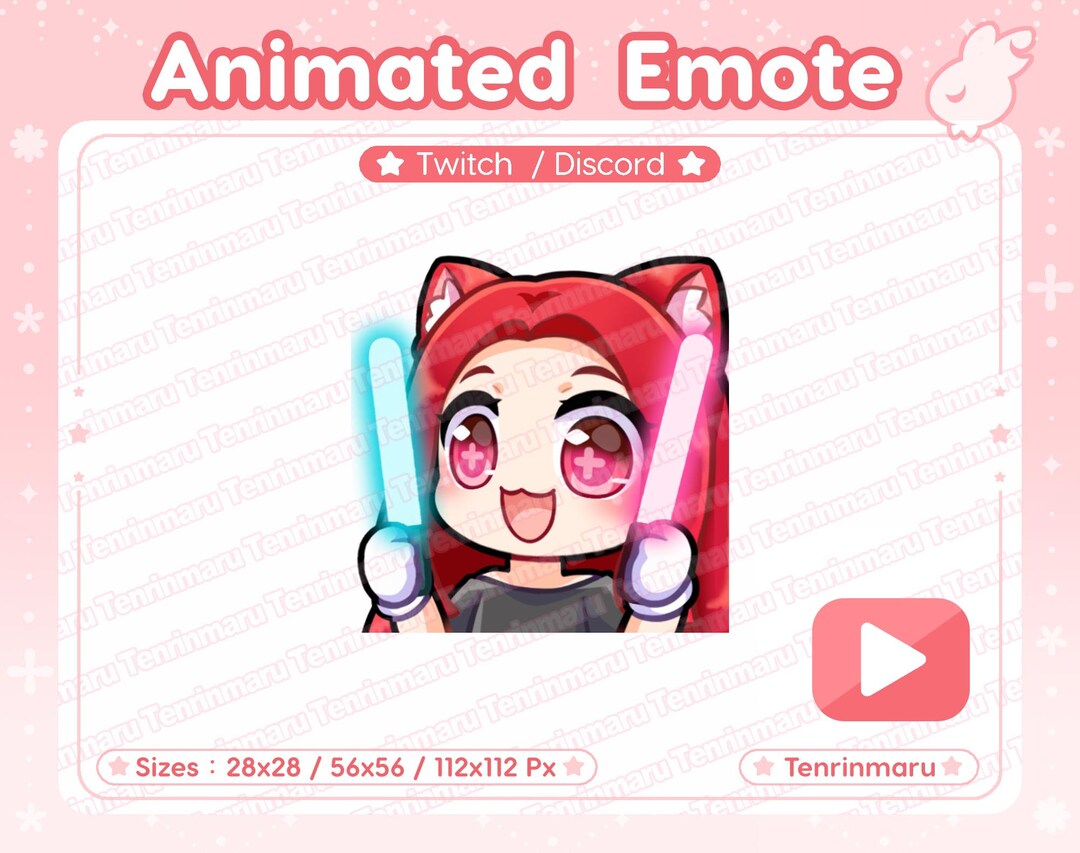 Animated Emote | Glow Stick Emote | Cute Cat Girl | Red Hair Red Eyes ...