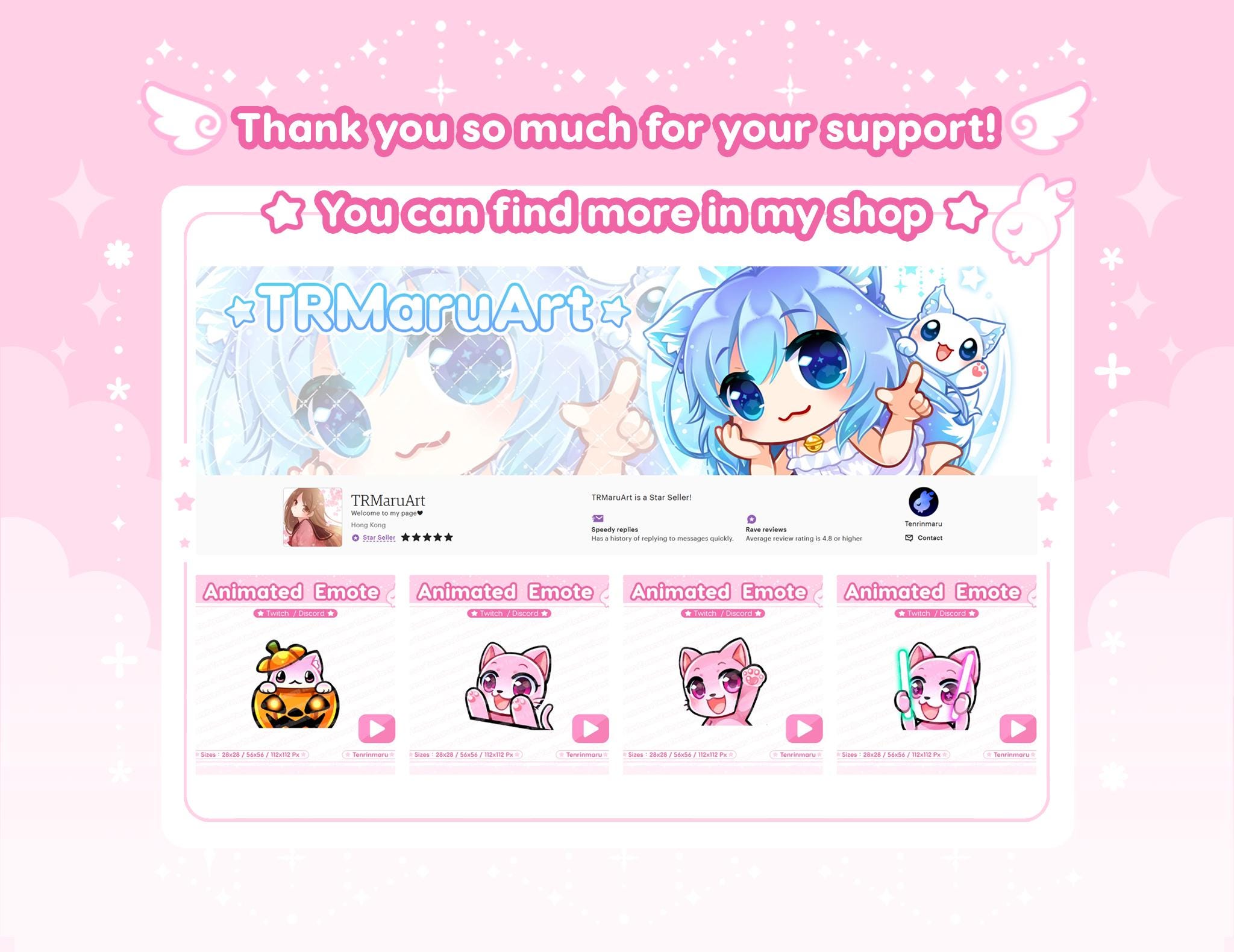 Animated Emote | Cat Ear Wiggle Emote | Black Color | Cute | Hearts ...