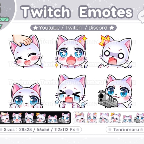 Cute Cat Emote Pack Set Chibi Cat Kawaii Neko Kitty - Etsy