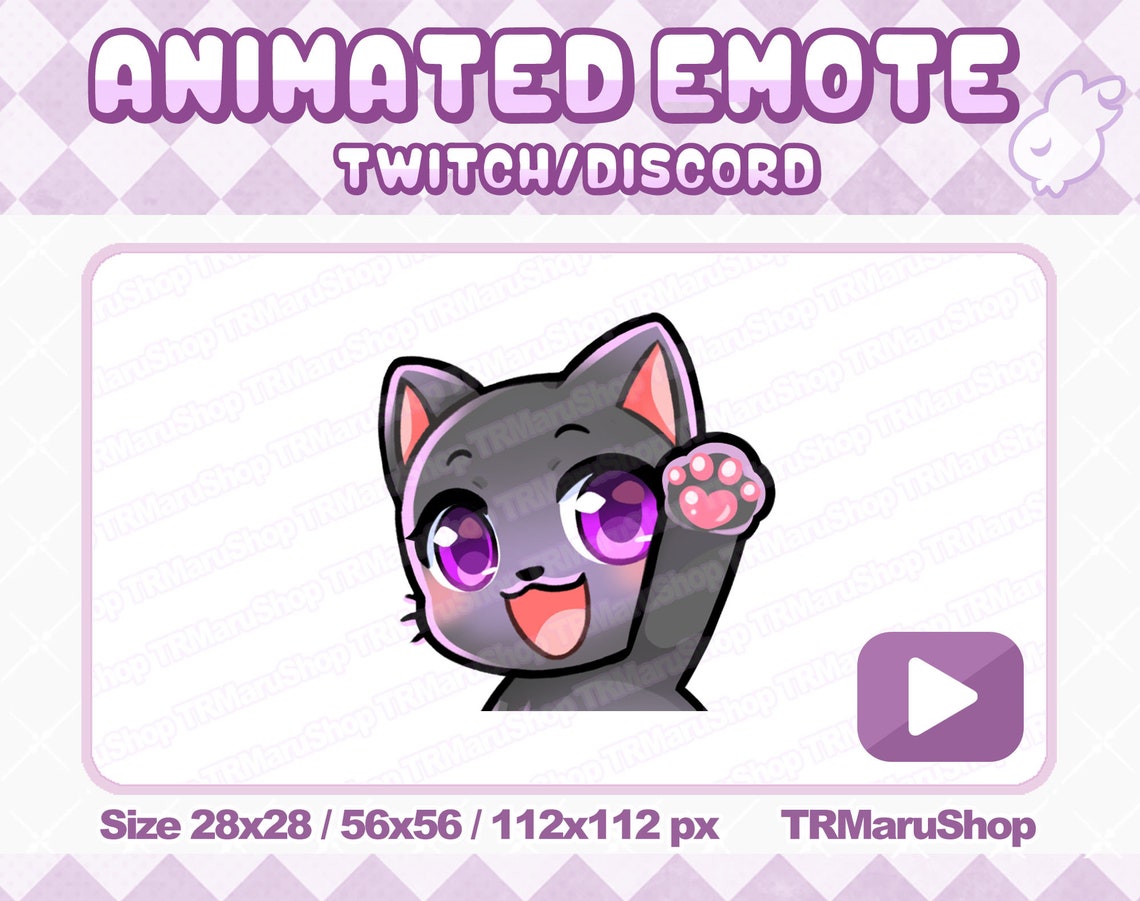 ANIMATED Wave Emote Cute Black Cat - Etsy