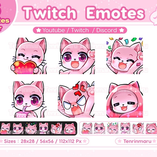Cute Pink Cat X6 A Ver Chibi Emotes Pack - Etsy