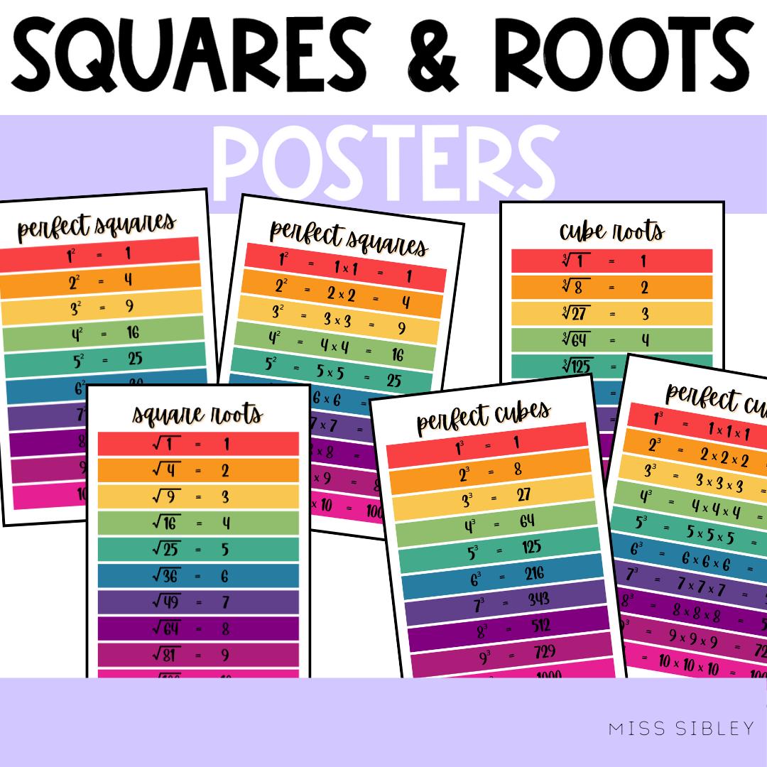 Perfect Squares, Square Roots, Perfect Cubes, Cube Roots, Bright ...