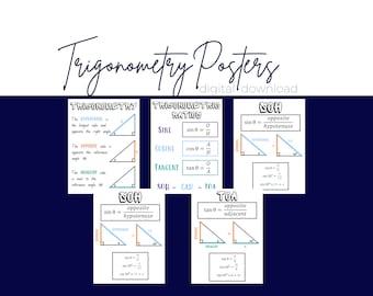 Set of 06 Trigonometry Maths Posters Right Triangle and - Etsy