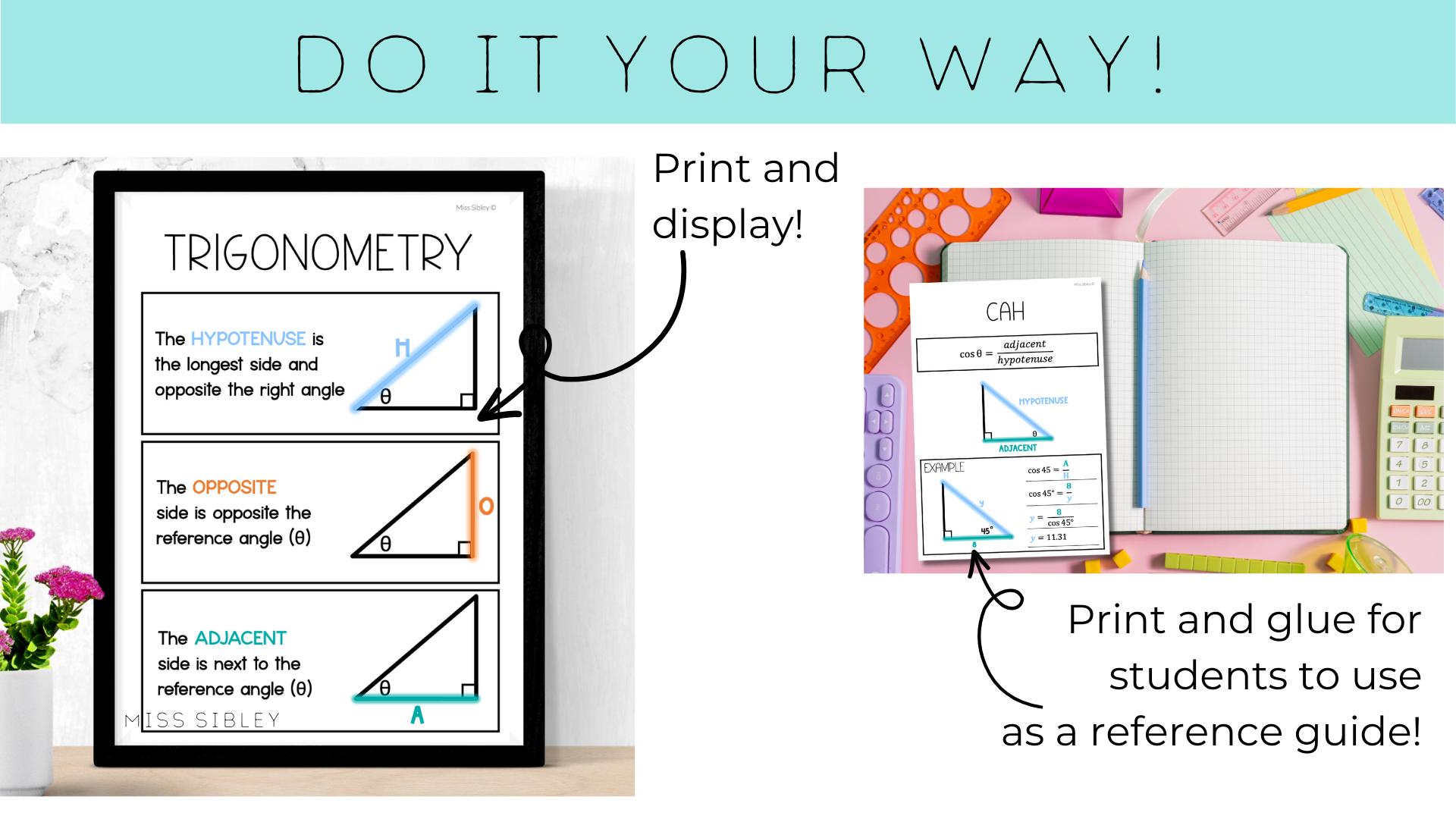 Trigonometry Posters | Trigonometric Ratios | Editable Colours | Maths ...