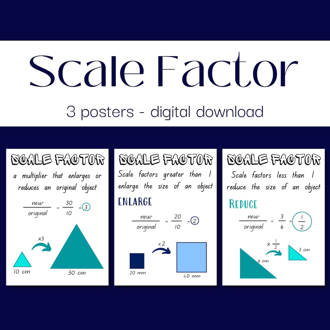 Scale Factor Posters Set of 3 | Maths Anchor Chart | Educational ...