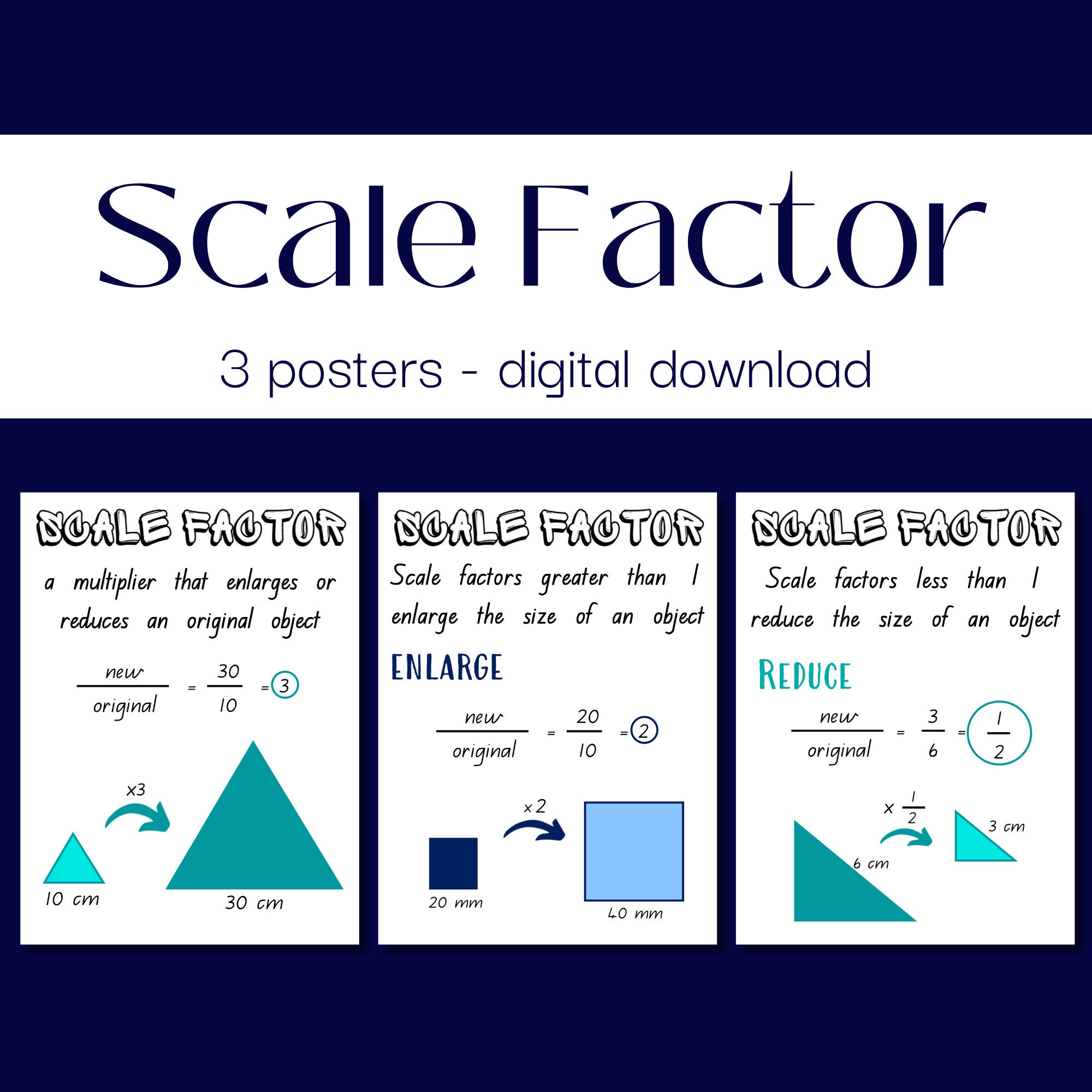 Scale Factor Posters Set of 3 | Maths Anchor Chart | Educational ...