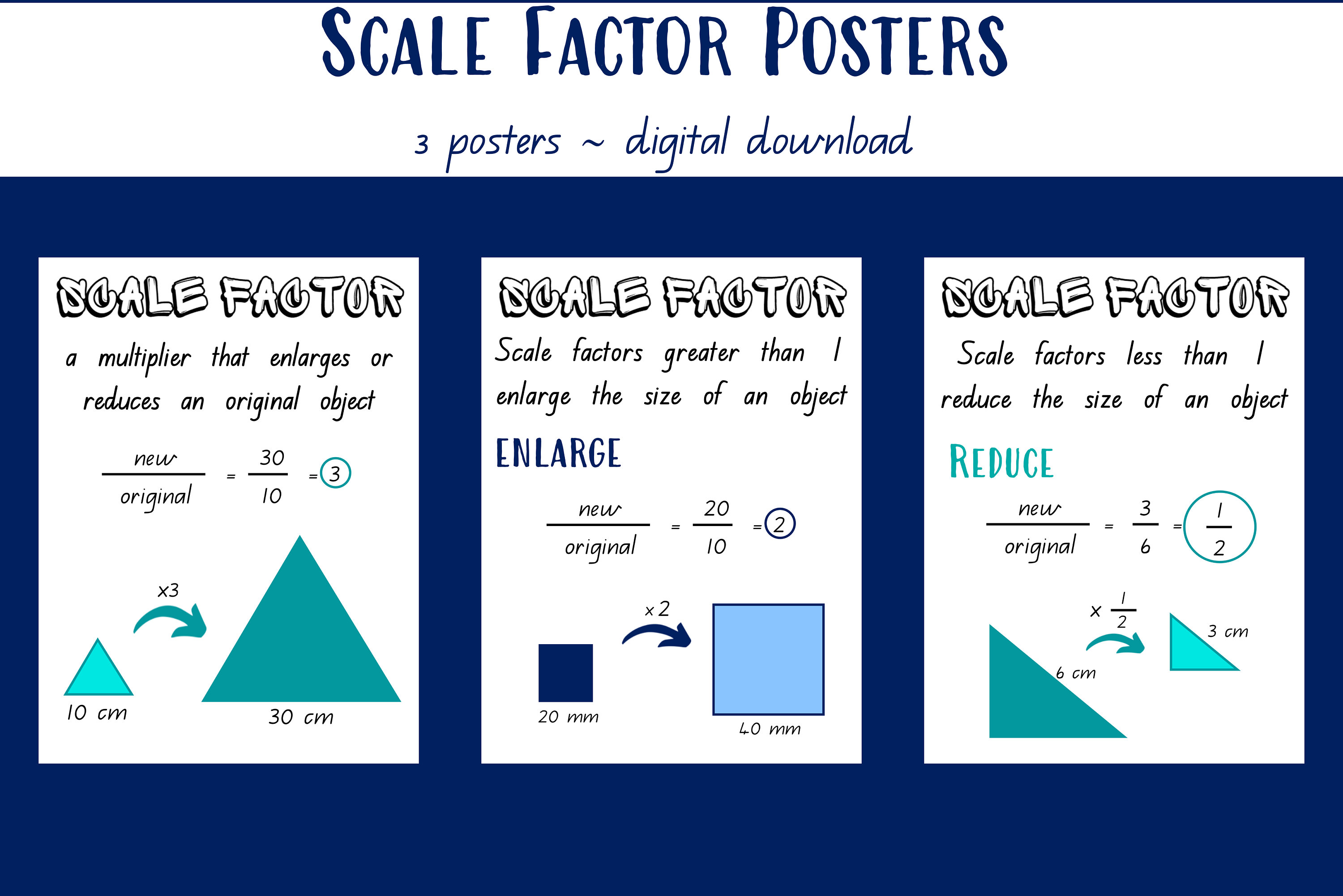 Scale Factor Posters Set Of 3 Maths Anchor Chart Etsy Australia