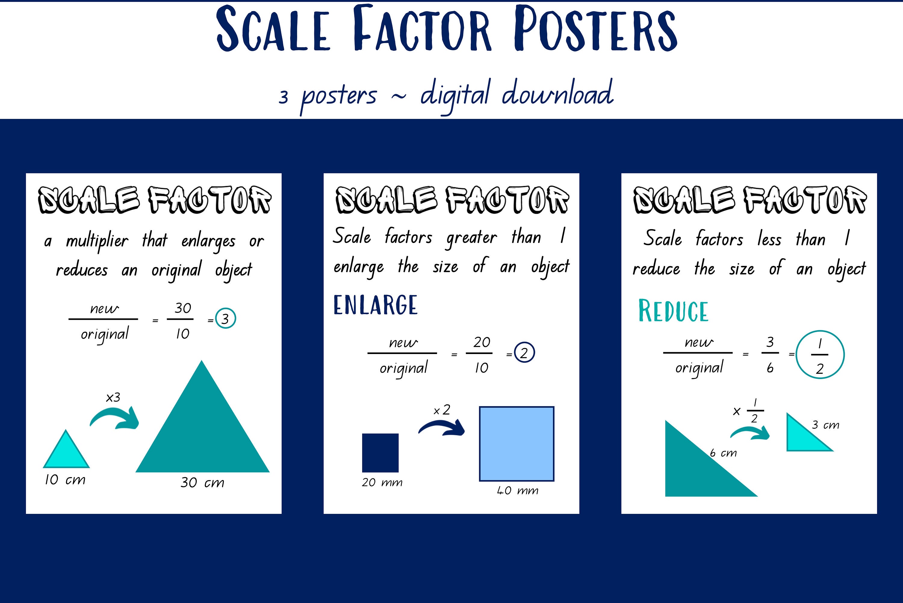 Scale Factor Posters Set Of 3 Maths Anchor Chart Etsy Australia