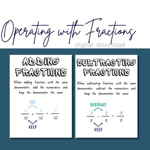 Fractions Posters Adding, Subtracting, Multiplying and Dividing Anchor ...