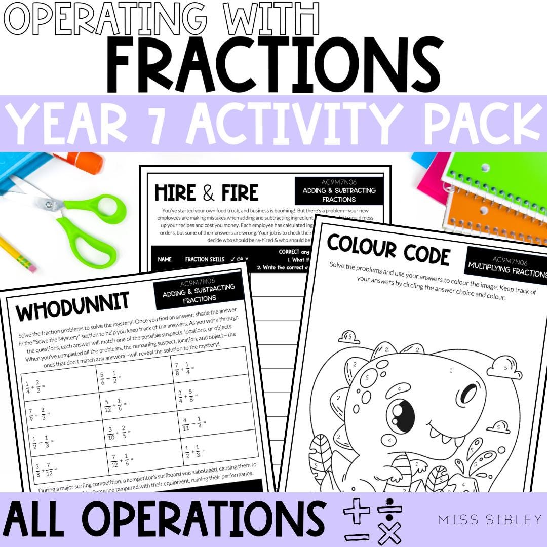 Operations With Fractions Activity Pack - Adding and Subtracting ...