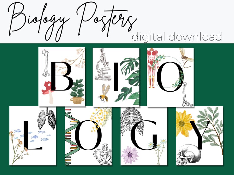 Modern Minimal Biology Posters Printable Wall Art for - Etsy