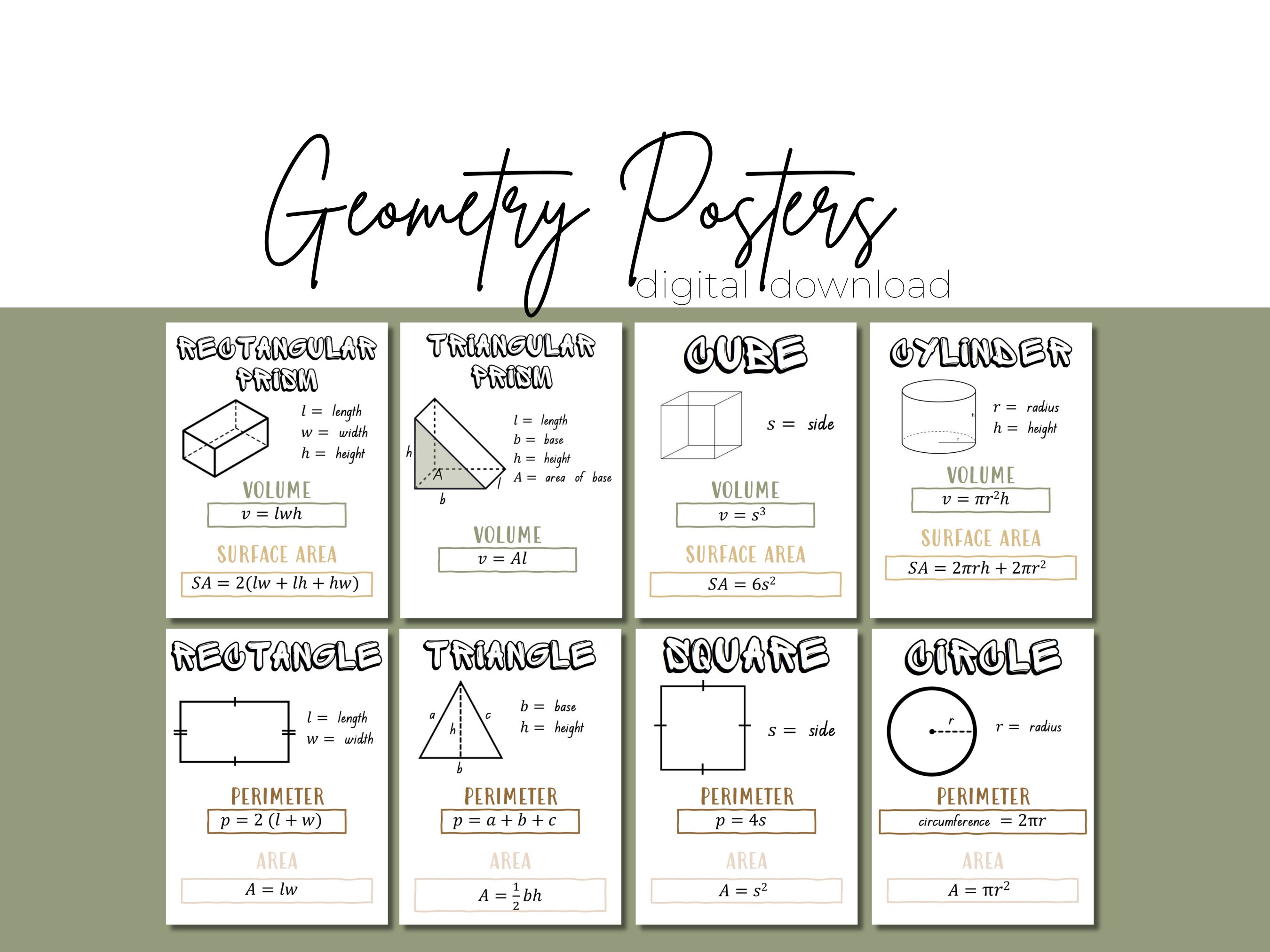 Geometry Posters Set of 8 Earthy Tones, Boho Neutral Colors | Area ...