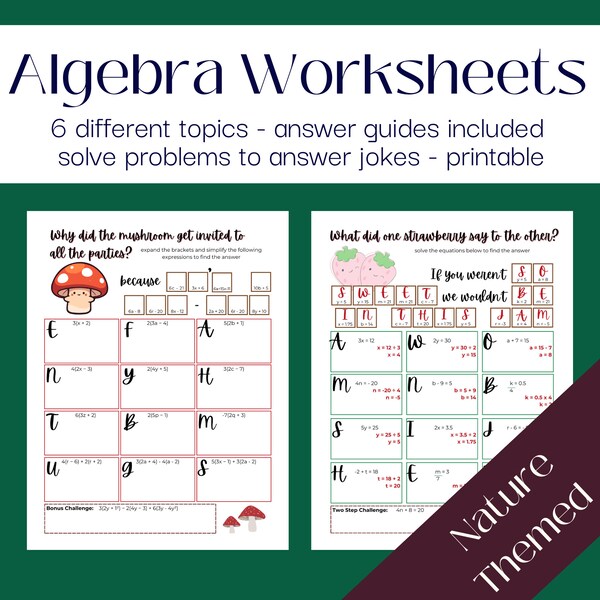 Printable Worksheets Math High School - Etsy