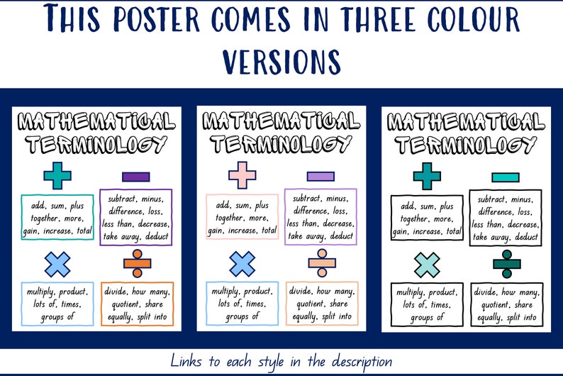 Math Vocabulary Poster | Numeracy Anchor Chart | Educational ...