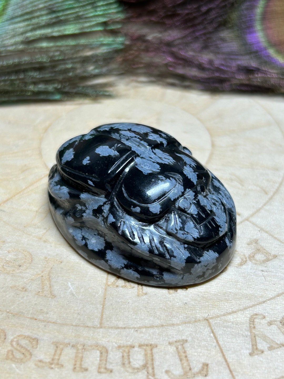 Snowflake Obsidian Lucky Beetle Scarab - Etsy UK