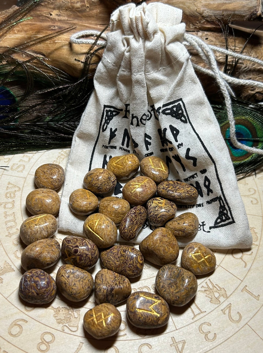 Rune Snake Jasper Runestone Set - Etsy