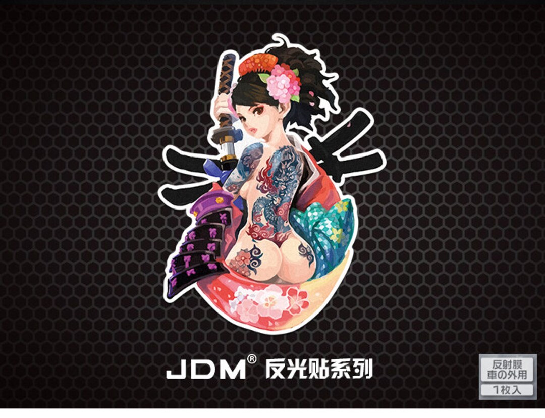 Japanese Samurai Girl Anime Light Reflective Sticker Decal - Etsy