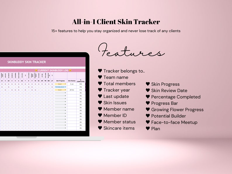 Client Tracker, Skin Progress Tracker, Client Skin Journal, Skincare ...