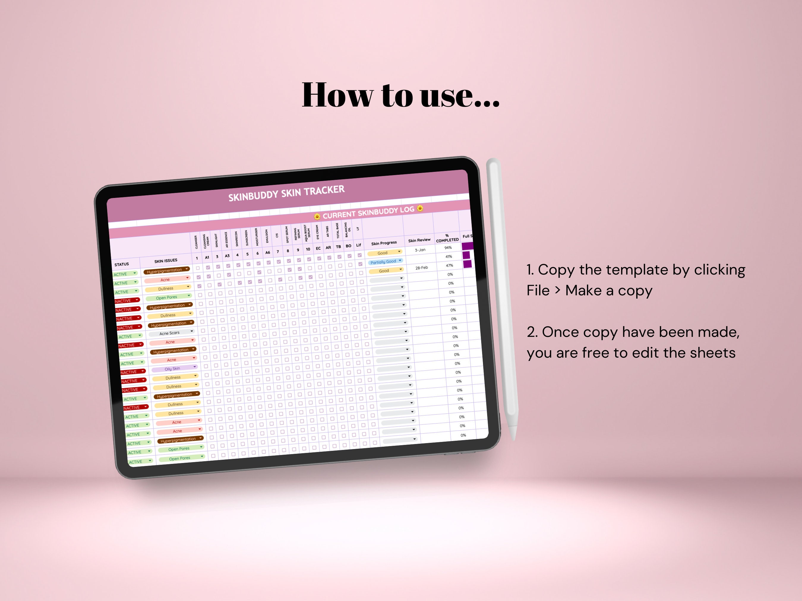 Client Tracker, Skin Progress Tracker, Client Skin Journal, Skincare ...