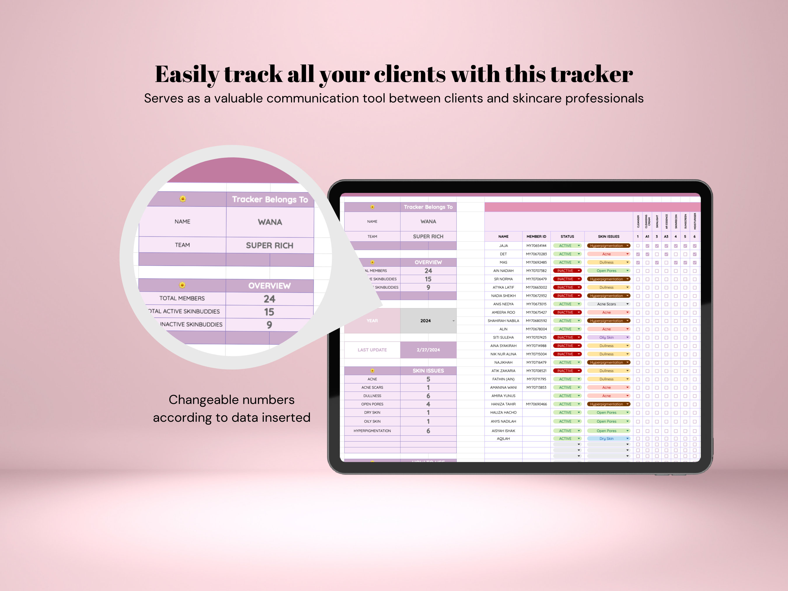 Client Tracker, Skin Progress Tracker, Client Skin Journal, Skincare ...