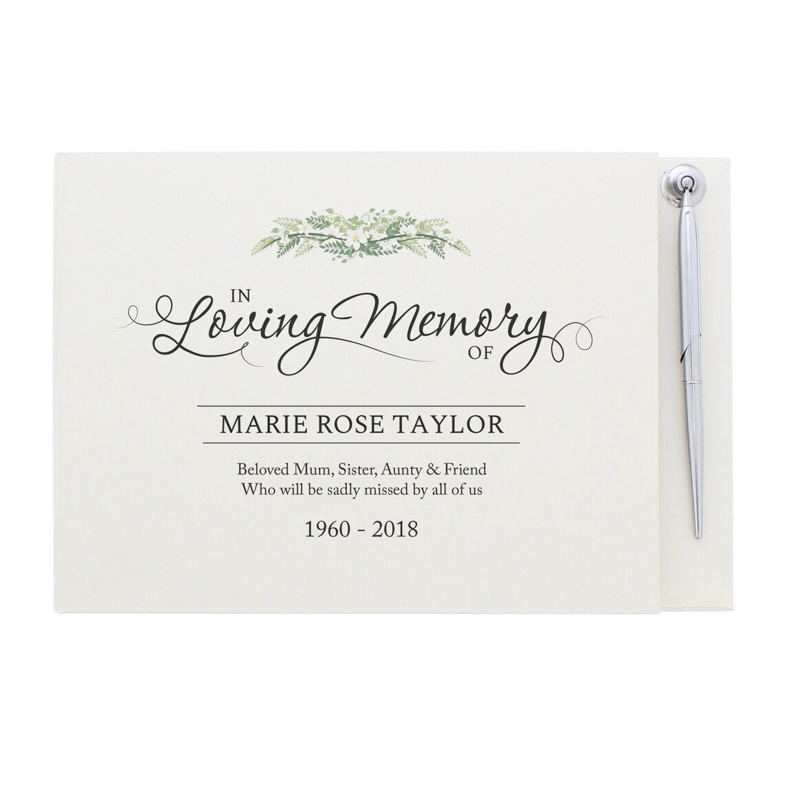 Personalised in Loving Memory Floral Hardback Guest Book & Pen - Etsy