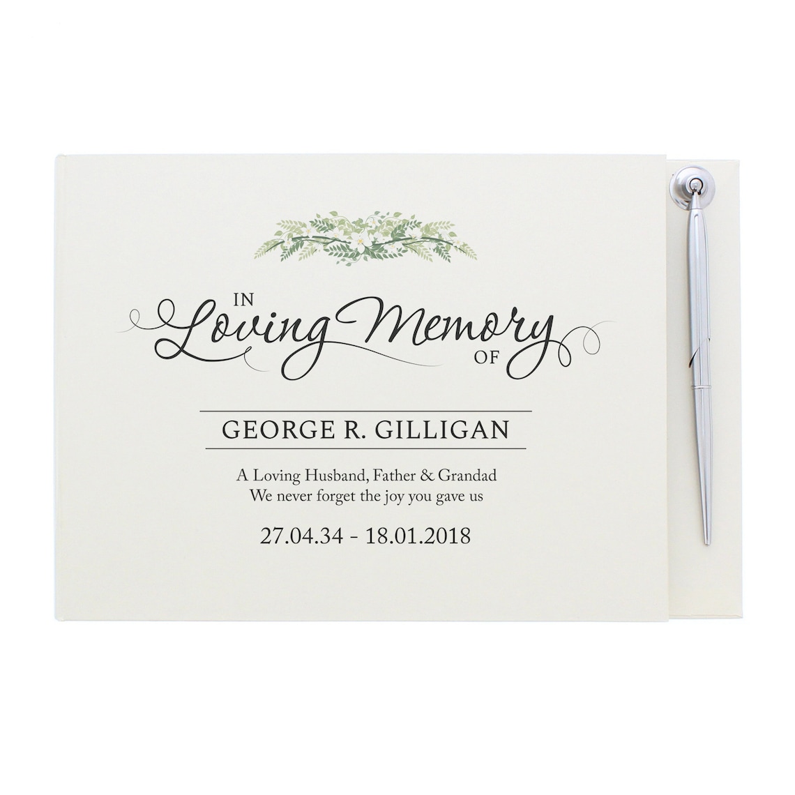 Personalised in Loving Memory Floral Hardback Guest Book & Pen - Etsy