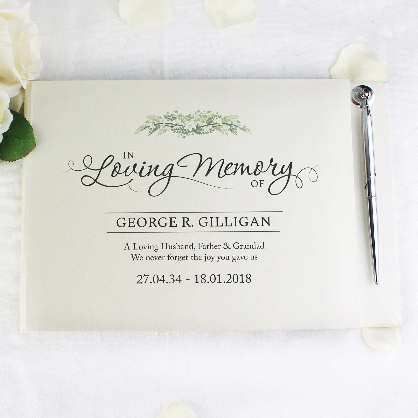 Personalised in Loving Memory Floral Hardback Guest Book & Pen - Etsy