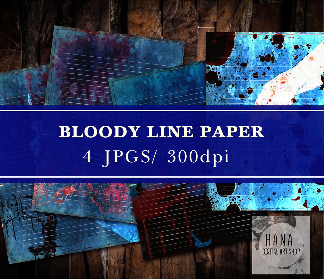 BLOODY LINE PAPER, Creepy Journal Printable Pages, Digital Ephemera ...