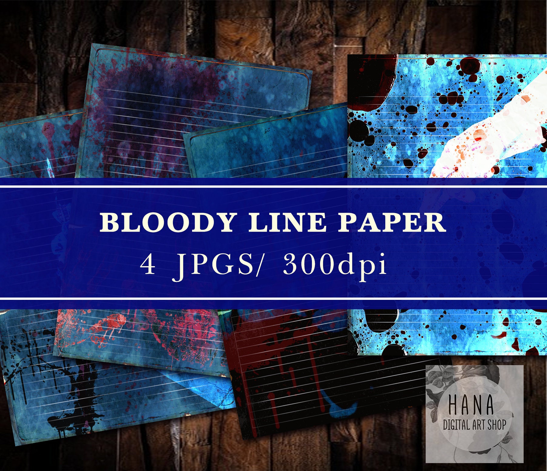 BLOODY LINE PAPER, Creepy Journal Printable Pages, Digital Ephemera ...