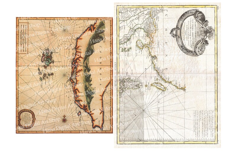 SMALL MAPS Cards, Printable Vintage Map Paper, Junk Journal Ephemera ...