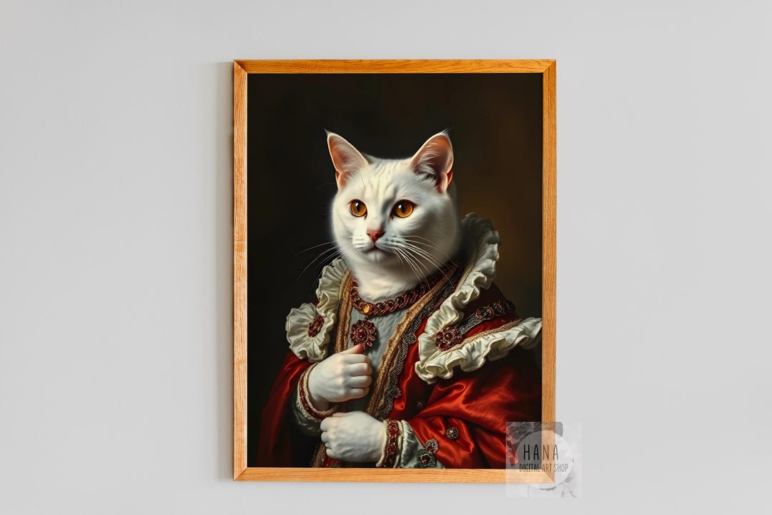 Royal Cat Printable Wall Art, Royal Cat Prints, Cat in Royal Clothes ...