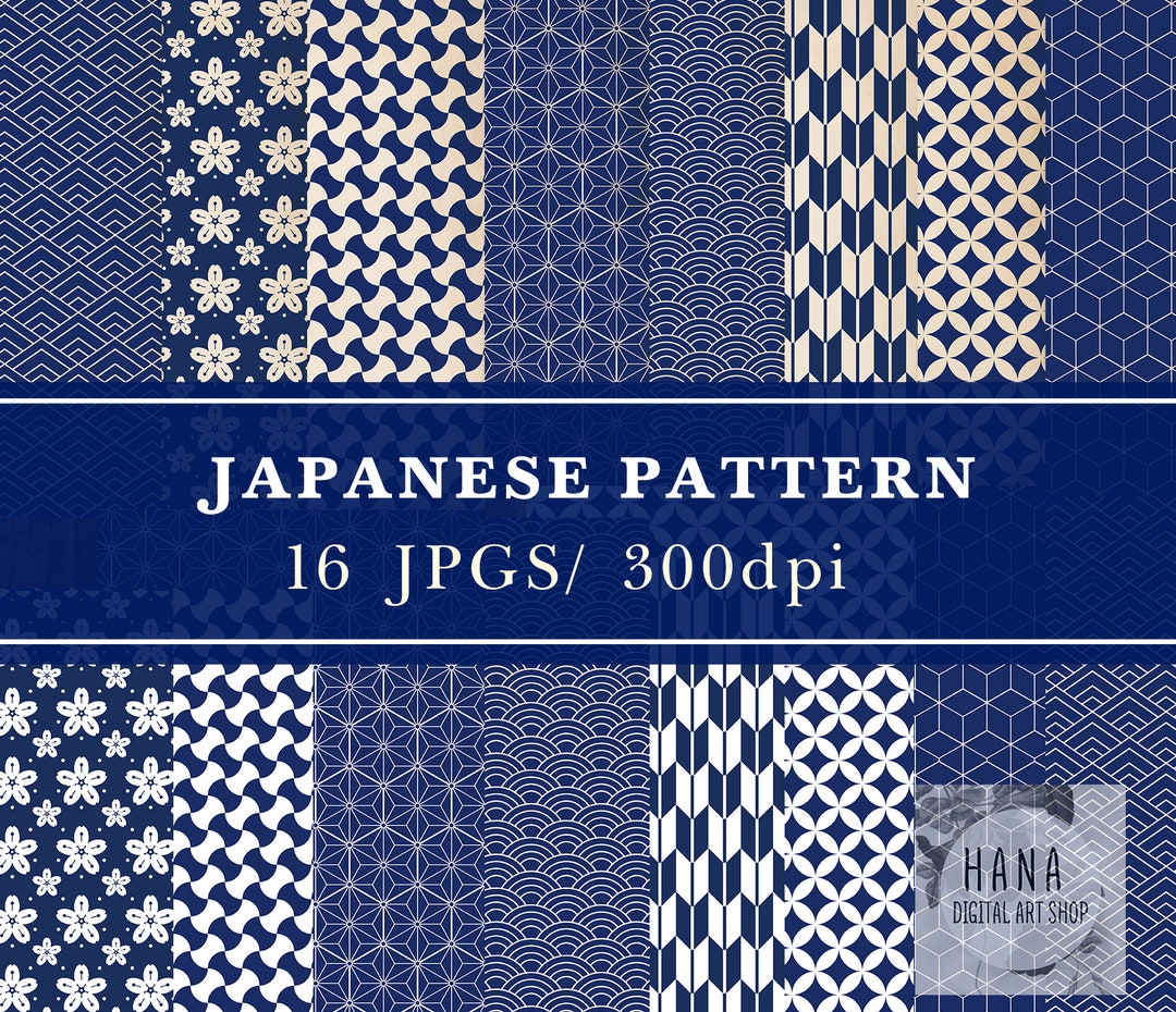 Printable JAPANESE PATTERN, Japanese Wave Pattern, Japanese Ephemera ...