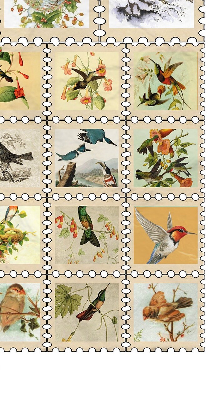 Vintage Bird Stamps, Printable Ephemera, Scrapbook Art (digital ...