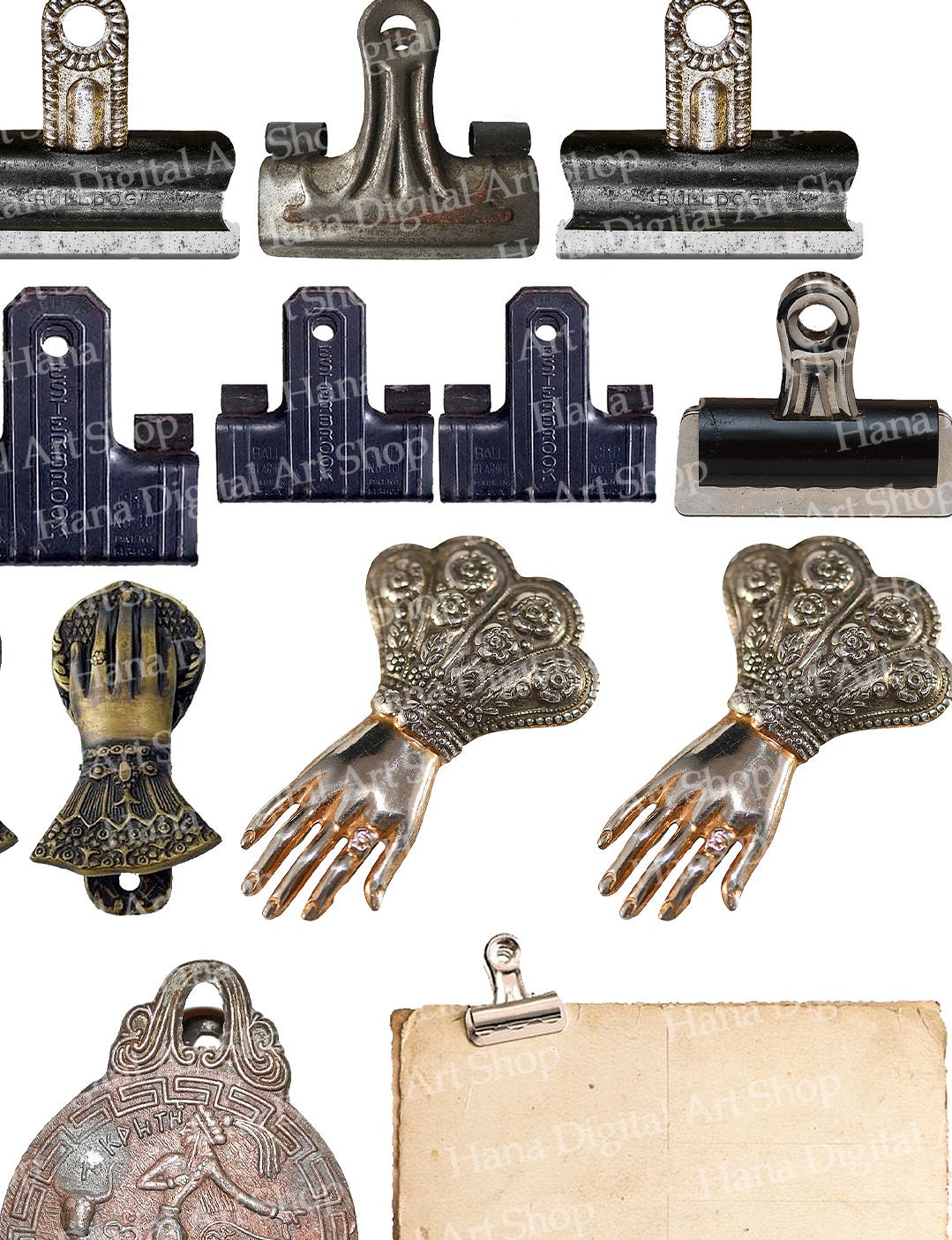 VINTAGE METAL Clips, Hands Clips, Office Clips, Gold Clip, Sliver Clip ...