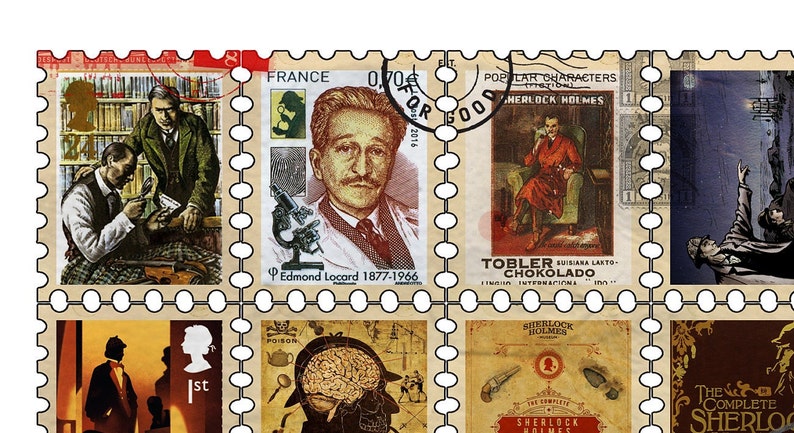 48 SHERLOCK HOLMES STAMPS, Printable Stamp, Vintage Stamp, Holmes ...