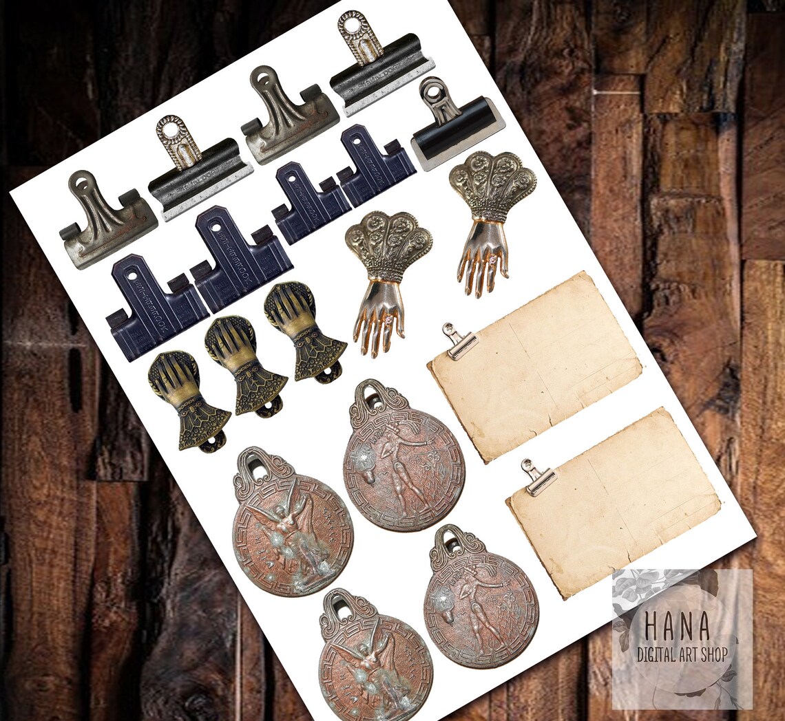VINTAGE METAL Clips, Hands Clips, Office Clips, Gold Clip, Sliver Clip ...