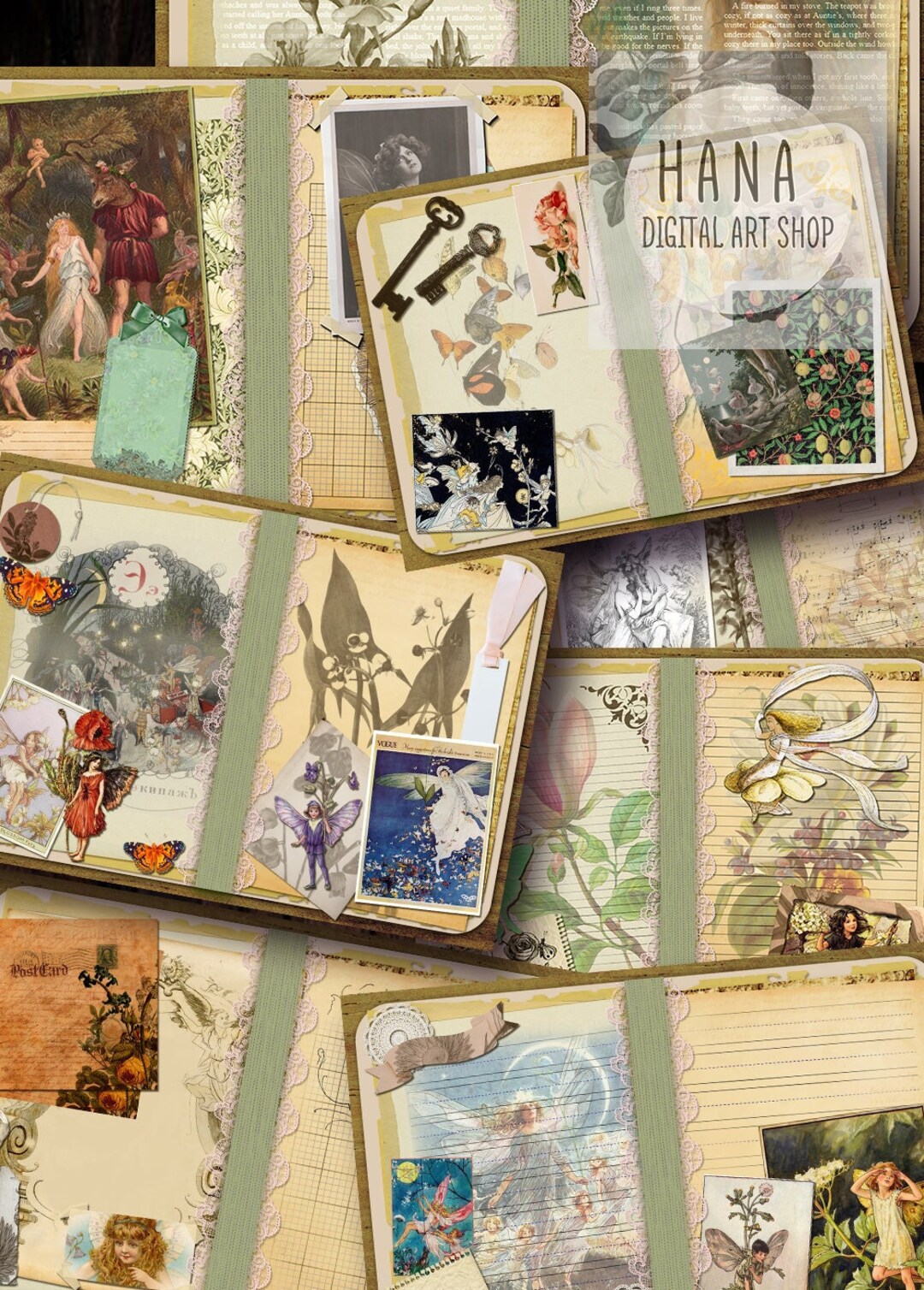 DIGITAL Fairy Journal Pages, Ephemera, Junk Journal Kit, Scrapbooks ...